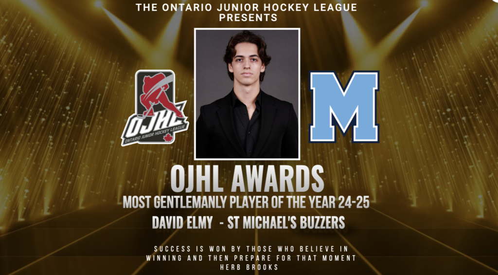 ST. MICHAEL’S DAVID ELMY VOTED OJHL’S MOST GENTLEMANLY PLAYER | Ontario ...
