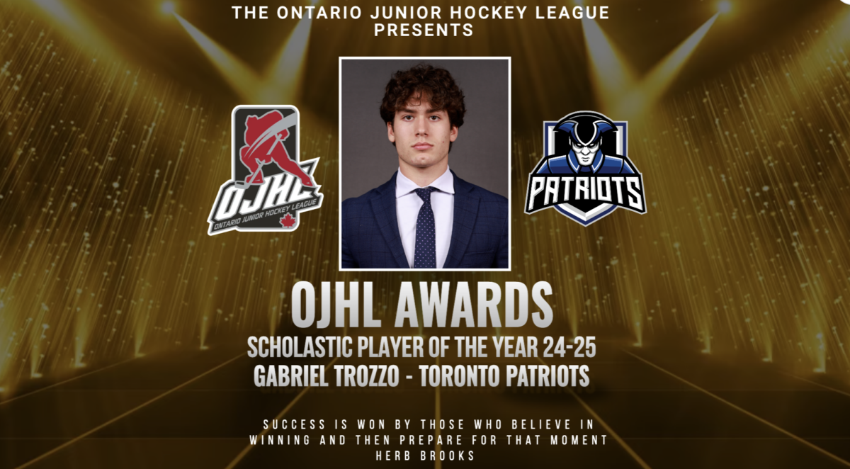 PATRIOTS’ TROZZO NAMED OJHL SCHOLASTIC PLAYER OF YEAR | Ontario Junior ...